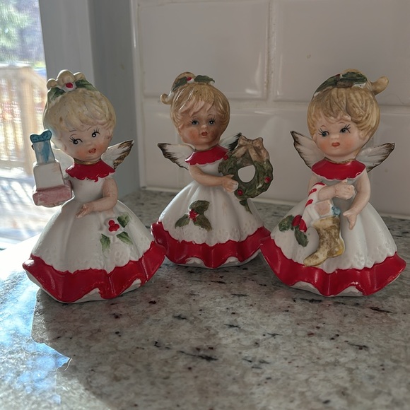 Homco | Holiday | Vintage Homco Ceramic Christmas Angel Girl Figurines ...